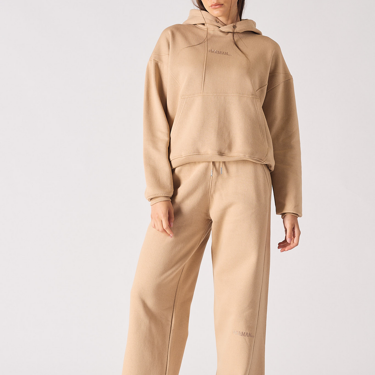 Women's Beige Hoodie | Relaxed Fit Essential – Herman&Co